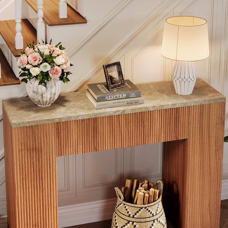 Wrought Studio 43 Inches Faux Marble Console Table Wayfair